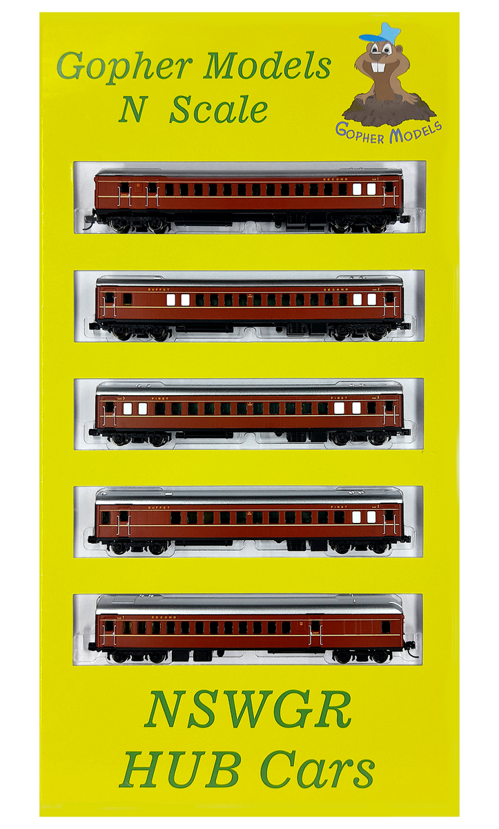 NSW HUB 5 Car Set Indian Red Set N Scale – Gopher Models & Badgerbits
